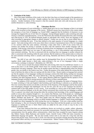 Code Mixing As A Marker Of Gender Identity In SMS Language In Pakistan PDF Programming