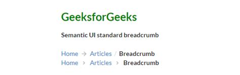 Semantic UI Breadcrumb Types GeeksforGeeks