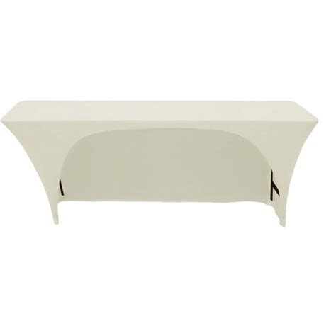 Ivory Spandex 6 Foot X 18 Inches Narrow Classroom Open Back Rectangular Training Table Fitted