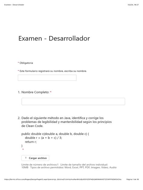 Examen Desarrollador V2 1 Pdf Java Lenguaje De Programación Ingeniería Informática