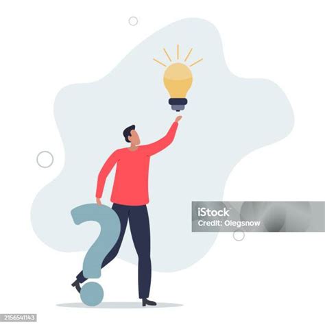 물음표 기호와 전구 솔루션을 들고 있는 똑똑한 사업가 Faq 자주 묻는 질문 플랫 벡터 일러스트레이션 검색에 대한 스톡 벡터 아트 및 기타 이미지 Istock