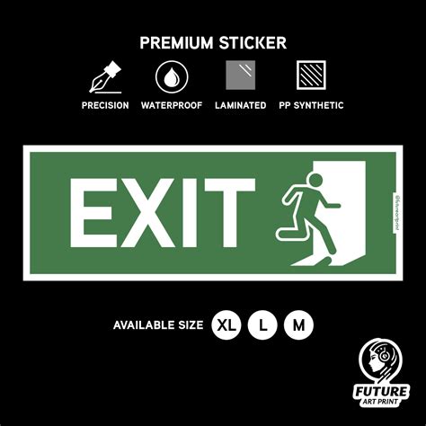 Exit Premium Sticker Sign Notice Signage Go Out Safety Emergency Escape Door Doorway Keluar