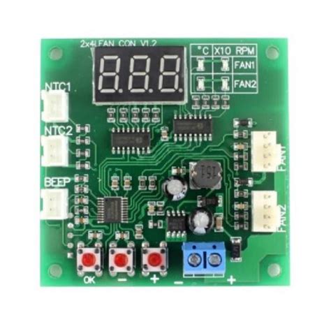 2ch 4 Wire Led Digital Pwm Motor Speed Controller Fan Temperature Controller Buzzer Alarm Dc 12v
