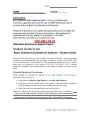 LAB 2 Basic Coordinates And Seasons Lab 2v1 Name NAME CLASS Instructions Go To Web Site