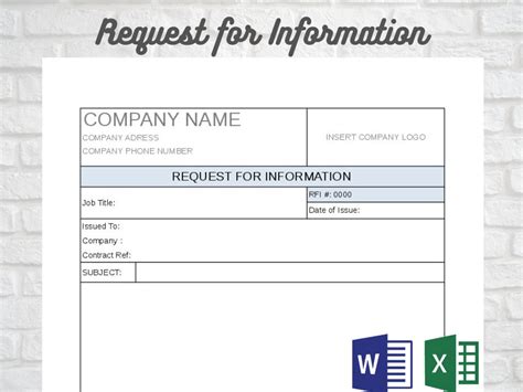 Request For Information RFI Free Register PROJECT MANAGEMENT Etsy