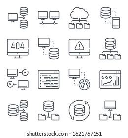 Set Servers Database Icons Thin Outline Stock Vector Royalty Free Shutterstock