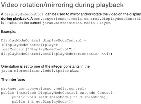 Java Me Specifying Video Rotation Direction On J2me Stack Overflow