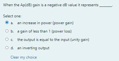 Solved When The Ap DB Gain Is A Negative DB Value It Chegg
