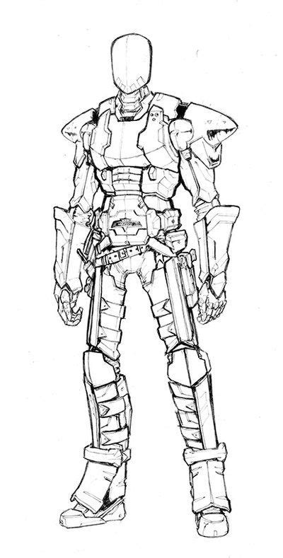 Futuristic Samurai Armor Drawings Sketch Coloring Page