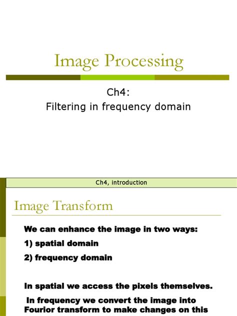 image processing ch4 part 1 pdf fourier transform spectral density