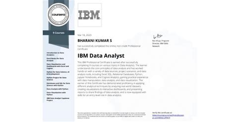 Im Excited To Share That Ive Completed The Ibm Data Analyst Professional Certificate On