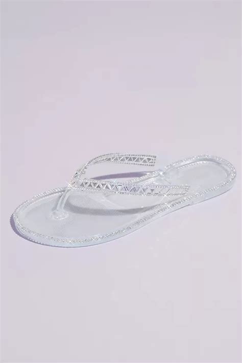 Crystal Trimmed Clear Flip Flops Davids Bridal