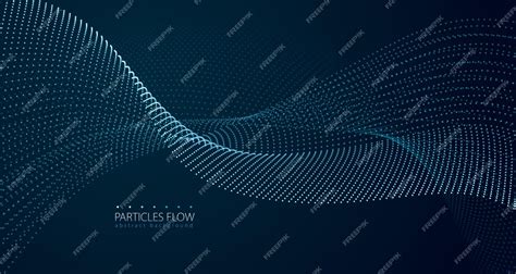 Premium Vector Dynamic Particles Sound Wave Flowing Over Dark Blurred Lights Vector Abstract