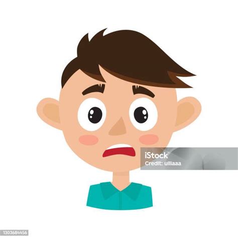 소년은 무서운 얼굴 표정 흰색에 고립 만화 벡터 일러스트 겁먹은에 대한 스톡 벡터 아트 및 기타 이미지 겁먹은 귀여운