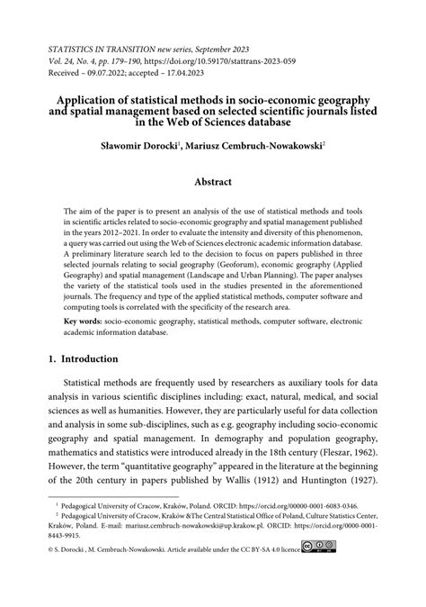 pdf application of statistical methods in socio economic geography
