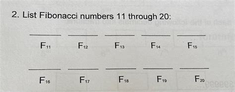 Solved List Fibonacci Numbers Through Chegg