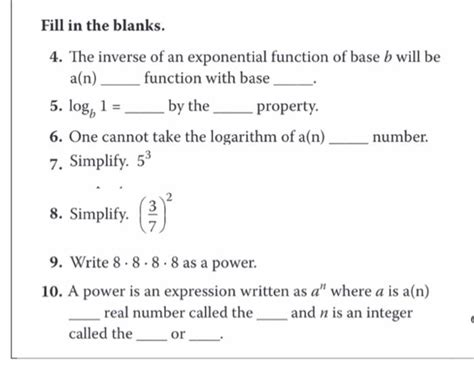 Solved The Inverse Of An Exponential Function Of Base B Chegg