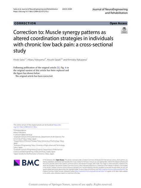 pdf correction to muscle synergy patterns as altered coordination
