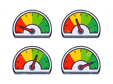 Speedometer Set Gauge Meter Speed Dial Indicator Scale Level Of Performance Score Progress