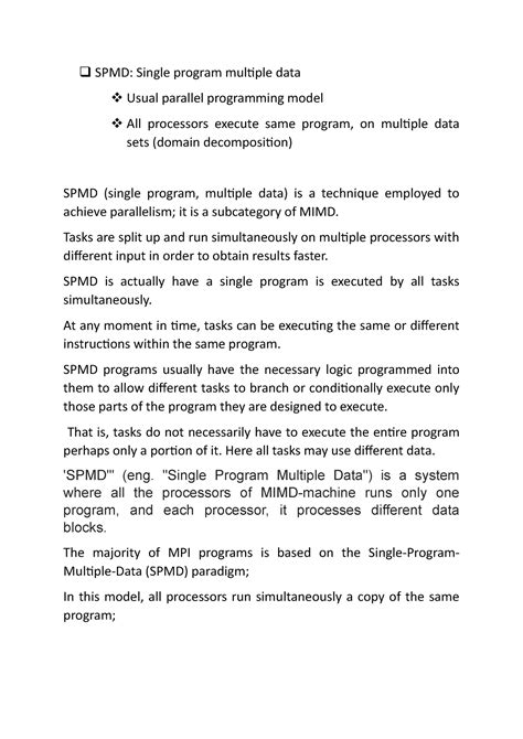 Spmd Spdm Spmd Single Program Multiple Data Usual Parallel