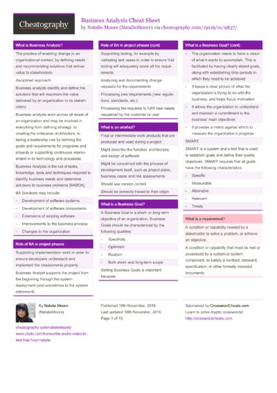 27 Analysis Cheat Sheets Cheat Sheets For Every