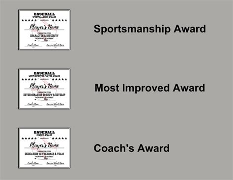 Baseball Editable Certificates Baseball Awards End Of Year Awards Participation Awards Baseball
