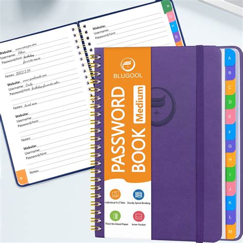 Spiral Password Book With Alphabetical Colorful Tabs For Seniors