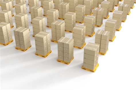 Stack Of Cardboard Boxes On Yellow Pallet Stock Illustration Illustration Of Carriage Brown