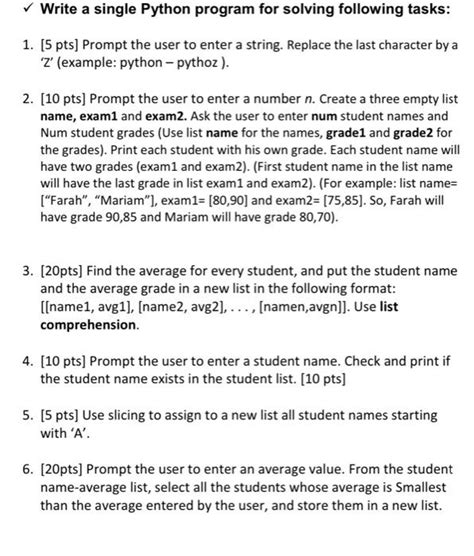 Solved Write A Single Python Program For Solving Following