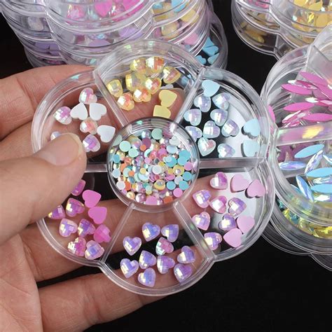 새로운 모카 색상 수지 꽃 상자 여러 스타일 네일 아트 라인 석 Diy 매니큐어 장식 돌라인석 Aliexpress