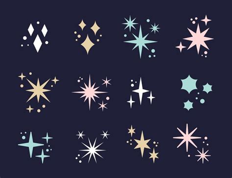 플랫 스파클링 스타 컬렉션 무료 벡터