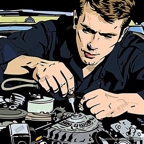 Ai创作图专心修理的汽车修理工 机械师人 修车人 工人修理工具汽修 修车卡特人物 维修工维修工人 汽车机械师 修车工人 卡通汽车修理工 修车工 修发动机 汽车发动机修理 九十年代修理工 汽车