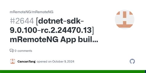 Dotnet Sdk 90100 Rc22447013 Mremoteng App Build With Error