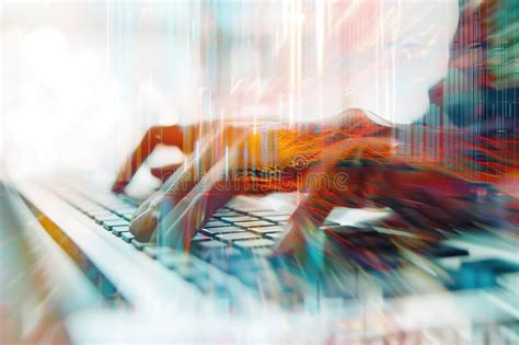 Woman Hand Writing In Notebook On Background Hacking And Phishing Concept Multiexposure Stock