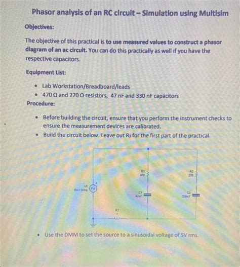 solved phasor analysis of an rc circult simulation using