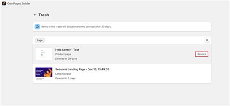 Restore Your Deleted Page Help Center