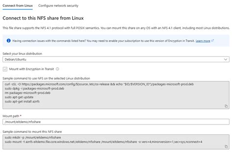 Nfs Azure ファイル共有を Linux にマウントする Microsoft Learn