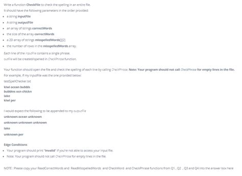 Write A Function CheckFile To Check The Spelling In Chegg Com