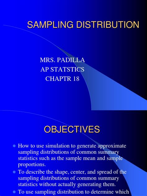 Sampling Distribution Mrs Padilla Ap Statstics Chaptr 18 Pdf
