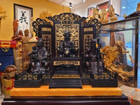 เทพเจ้าแห่งการอวยพร ฮก ลก ซิ่ว 福禄寿 ไม้จันทร์แดงอินเดีย สูง 55 กว้าง 54 ลึก 35 ซม Ennxo