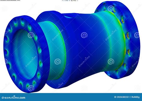 Finite Element Analysis 3d Illustration Stress Distribution In A Tubular Machine Component