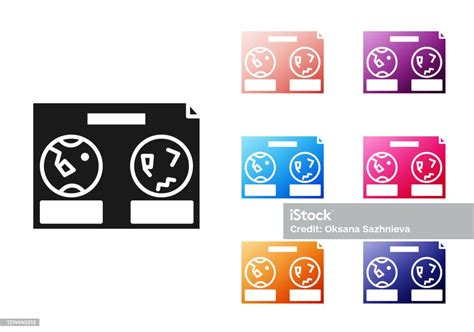 흰색 배경에 고립 된 밤 하늘 아이콘의 검은 천체지도입니다 별이 빛나는 반구입니다 평면과 별자리 다채로운 아이콘을 설정합니다 벡터 일러스트레이션 0명에 대한 스톡 벡터 아트