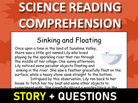 Sinking And Floating Reading Science Story Comprehension Questions Worksheet Teaching Resources