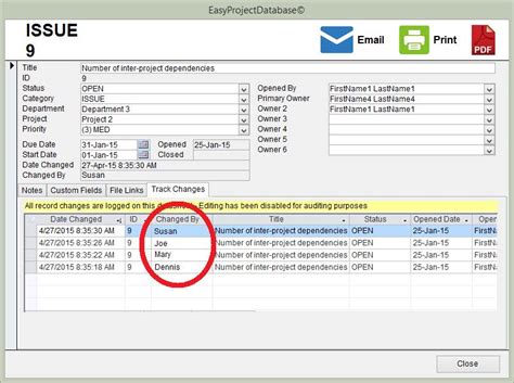 easyprojectdatabase© access bug and issue tracking project database