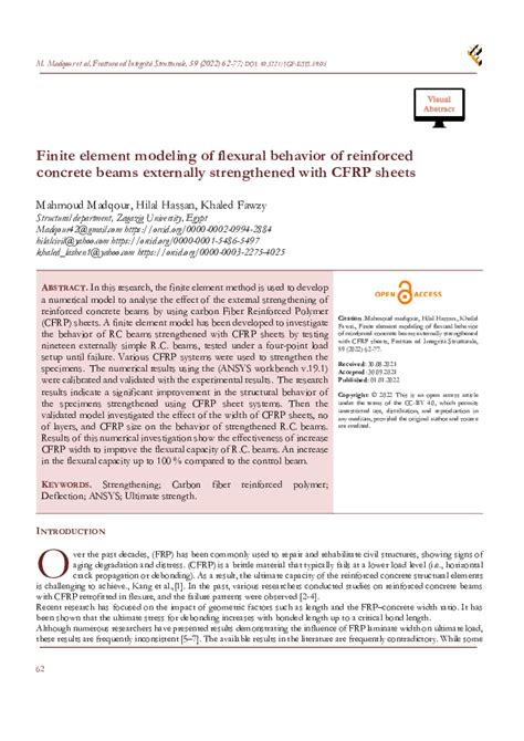 Pdf Finite Element Modeling Of Flexural Behavior Of Reinforced