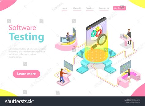 Isometric Flat Vector Landing Pate Template Stock Vector Royalty Free 1368866279 Shutterstock