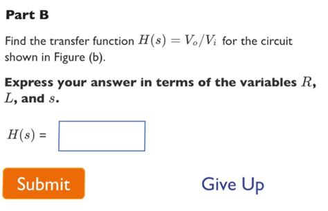 solved problem i 2 part a find the transfer function h s