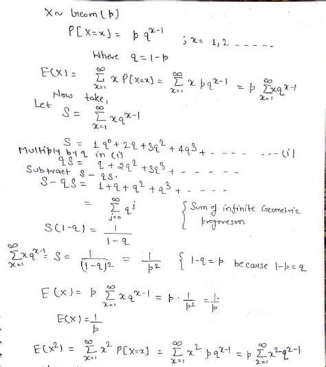 Find Vx Of The Geometric Distribution Hint For The Problem Use The