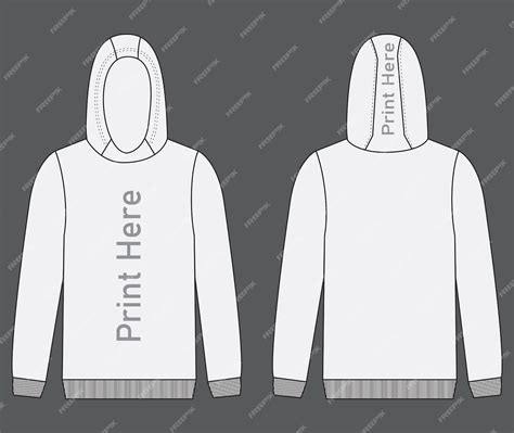Premium Vector Hooded Sweatshirt Flat Technical Sketch Vector Drawing