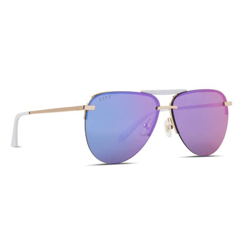 Tahoe Aviator Sunglasses Gold And Purple Mirror Lenses Diff Eyewear